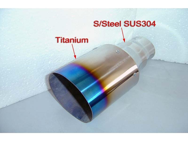 Exhaust Tips: Universal Titanium Exhaust Tip Round D89 L180 IN60-50