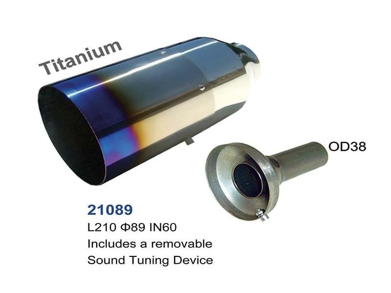 Exhaust Tips: Universal Titanium Exhaust Tip 89mm L210