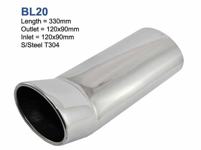 Exhaust Tips: Universal Stainless Steel Exhaust Tip Oval DTM 120x90 L330