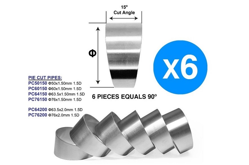 Uitlaat Buizen: Pie Cut Stainless Steel Exhaust Pipe Kit 15dgrs 50x1 ...