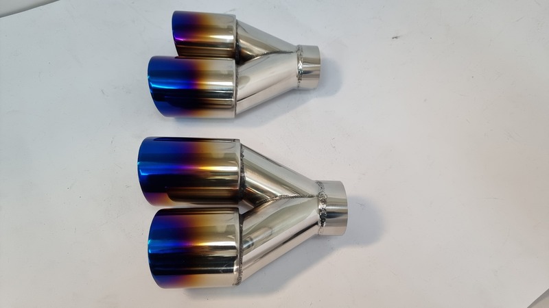 Exhaust Tips: Stainless Steel Exhaust Tip Dual 2x76 L210-190 IN60 Slant ...