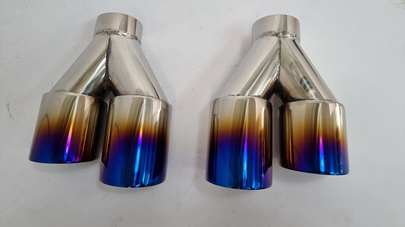 Exhaust Tips: Stainless Steel Exhaust Tip Dual 2x76 L210-190 IN60 Slant ...