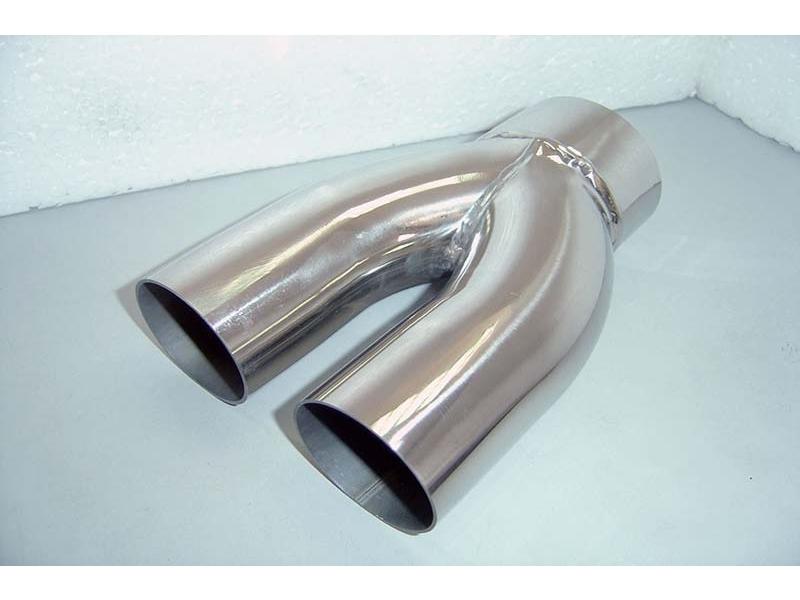 Auspuffrohre: Edelstahl Y Rohr IN60 OUT2x48 L150