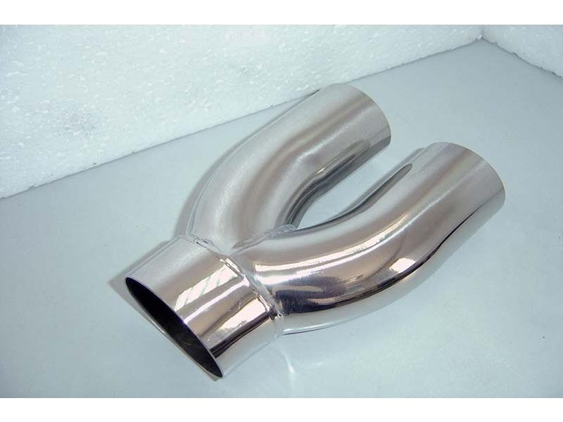 Auspuffrohre: Edelstahl Y Rohr IN60 OUT2x48 L150