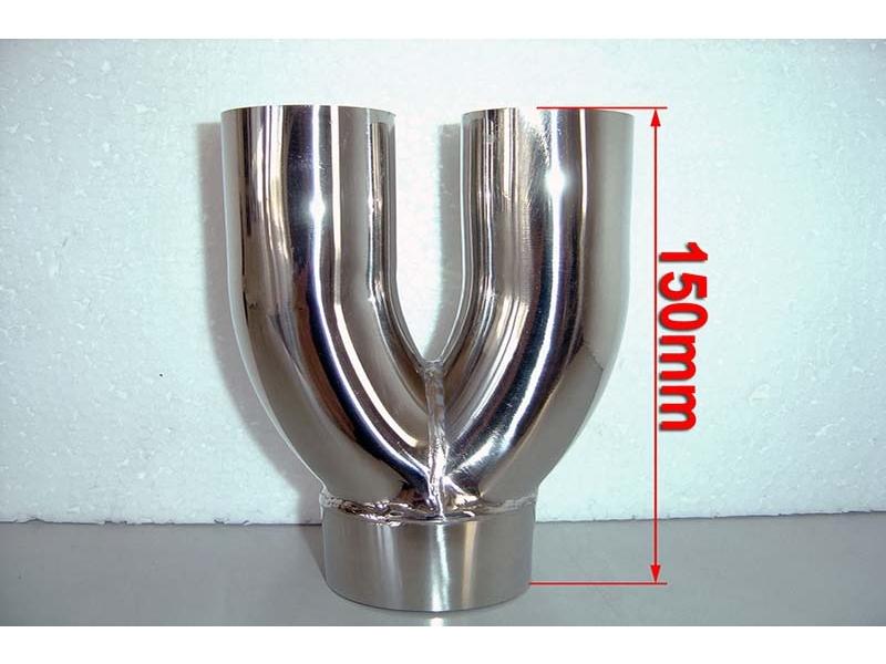 Auspuffrohre: Edelstahl Y Rohr IN60 OUT2x48 L150