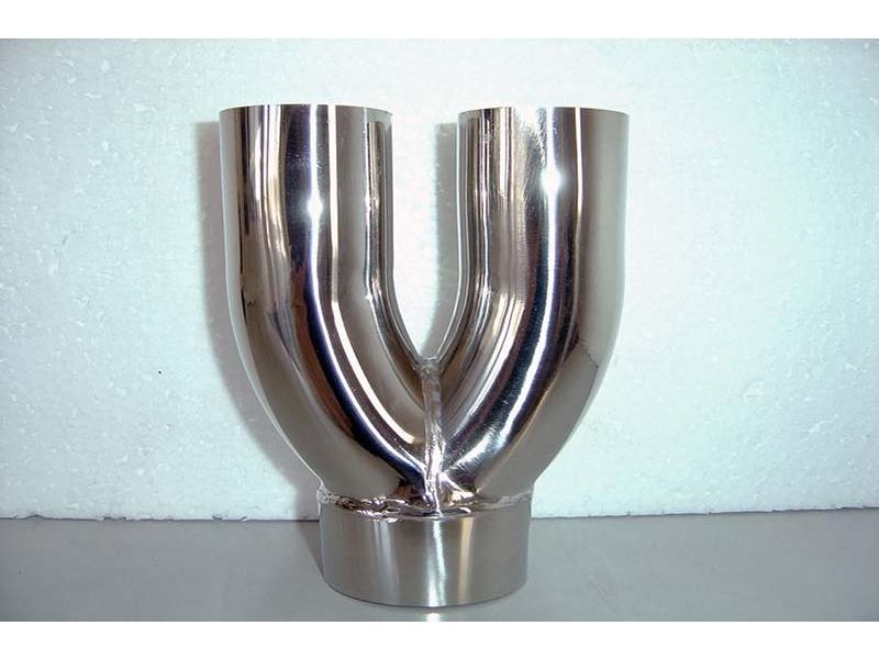 Auspuffrohre: Edelstahl Y Rohr IN60 OUT2x48 L150